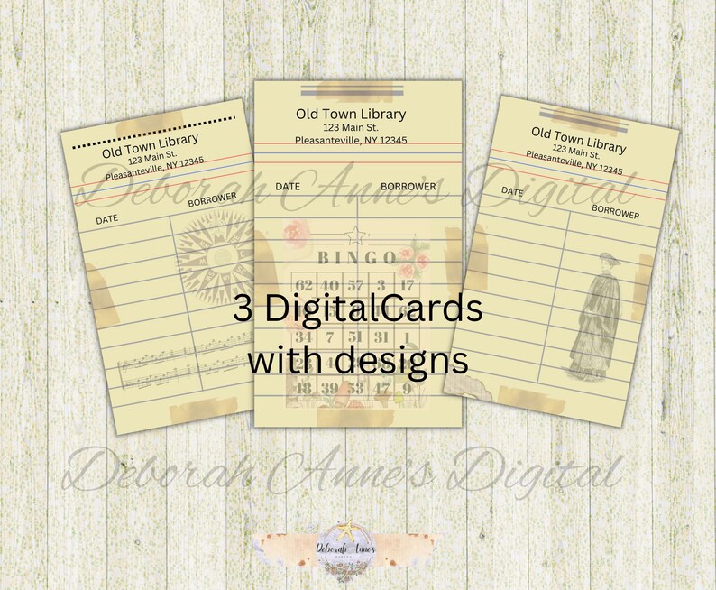 Digital Library Card Borrower Printable Junk Journal Scrapbooking Cards ...