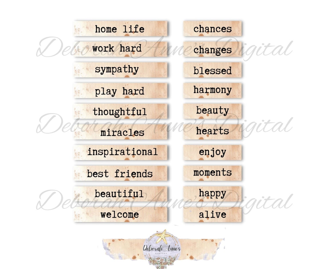 Printable Journal Words Labels Inspirational Junk Journal - Etsy