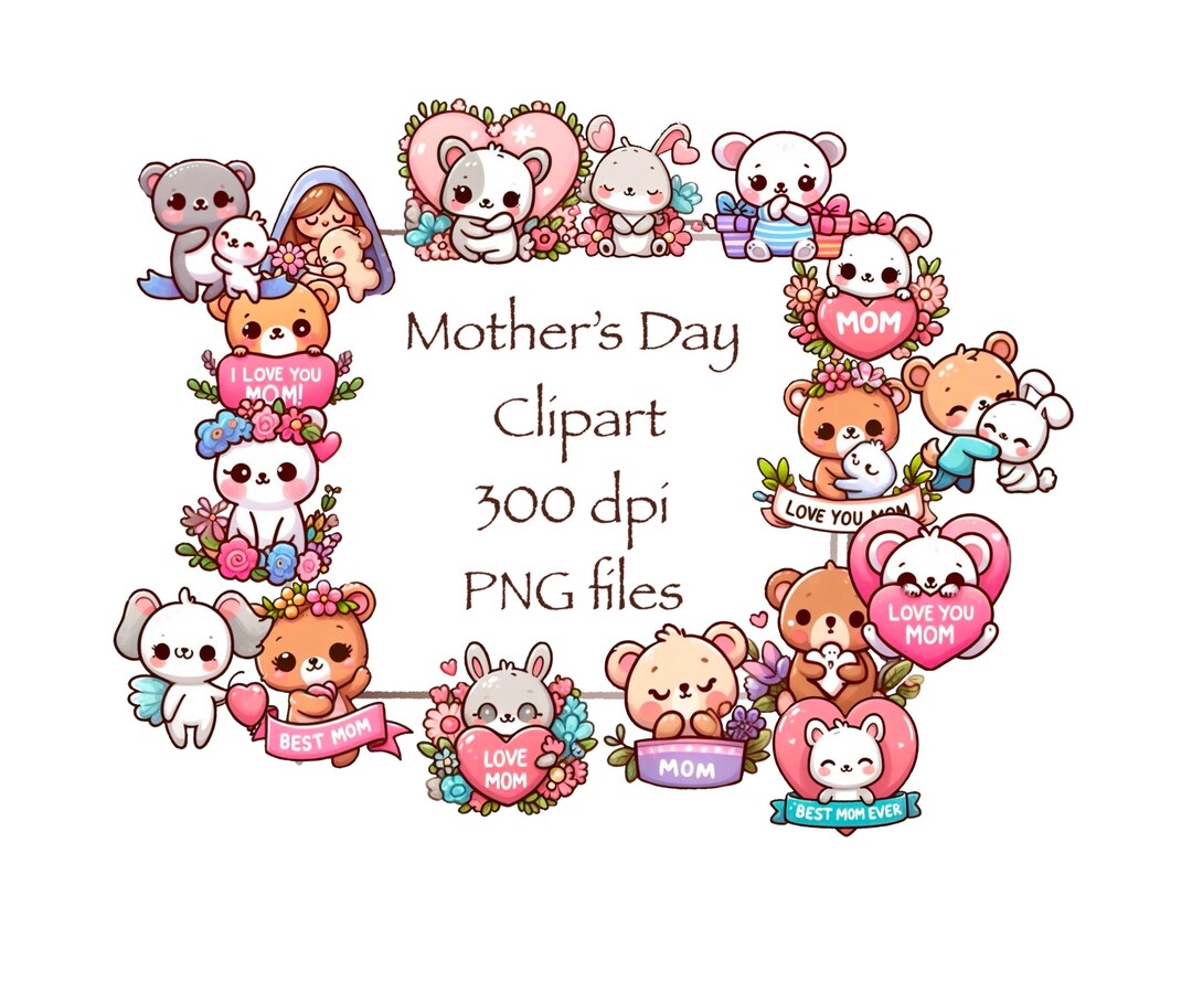 Cute Mother’s Day Clipart Bears Mommy Mama Digital Download - Etsy