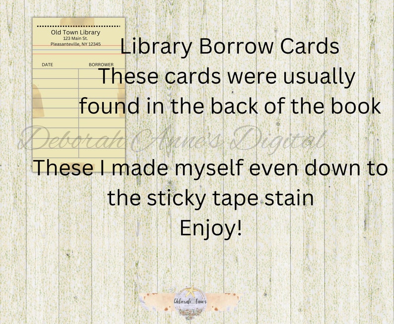 Digital Library Card Borrower Printable Junk Journal Scrapbooking - Etsy