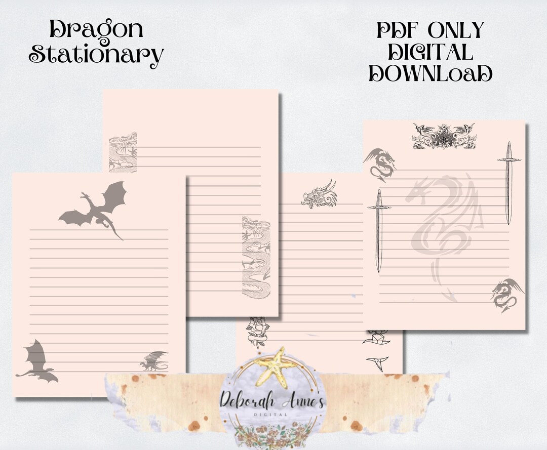 Digital Dragon Stationary Digital Printable Download ONLY PDF File US ...