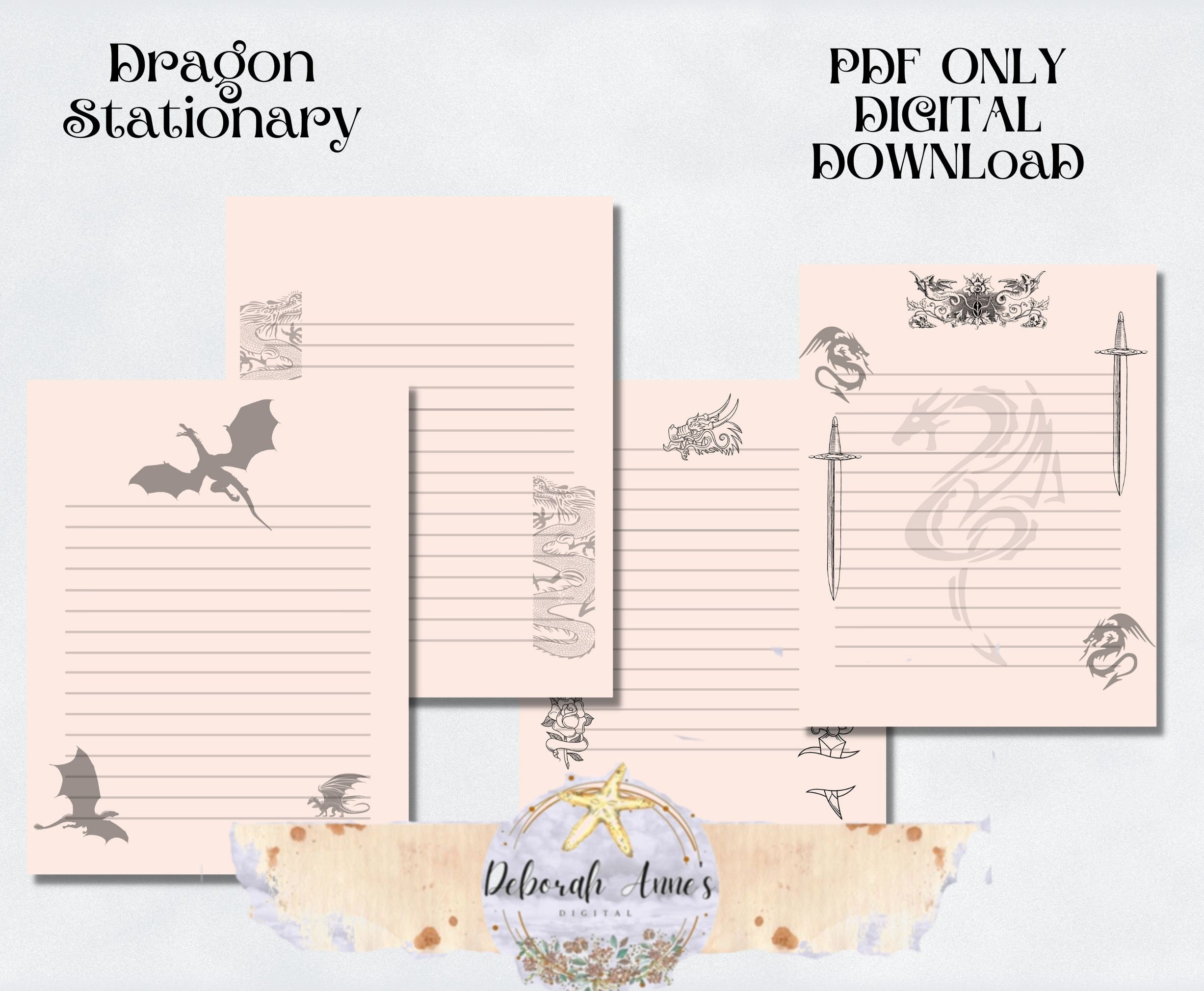 Dragon Stationary Digital Printable Download ONLY PDF File US ...