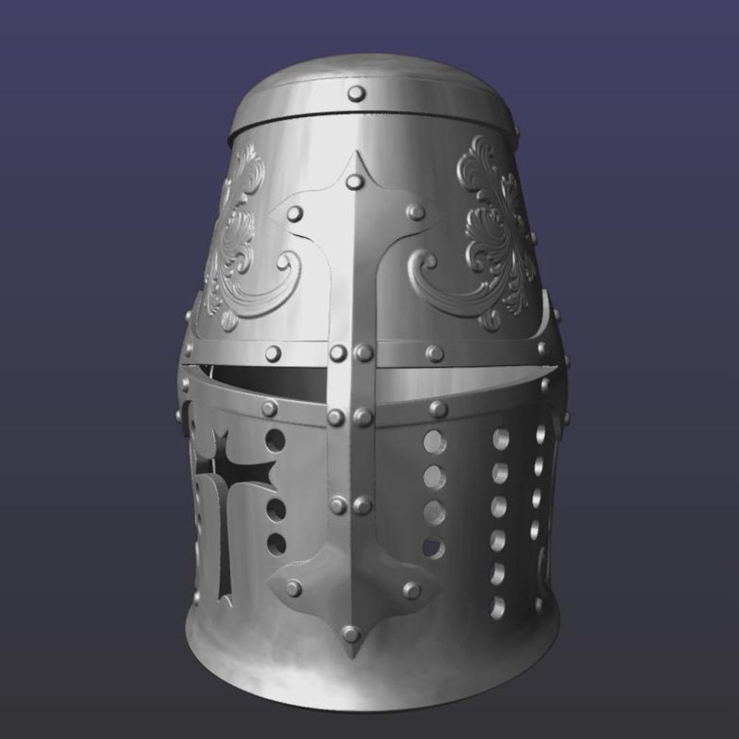 Medieval Knights Helmet. Stylized Great Helm. STL File for 3D Printing ...