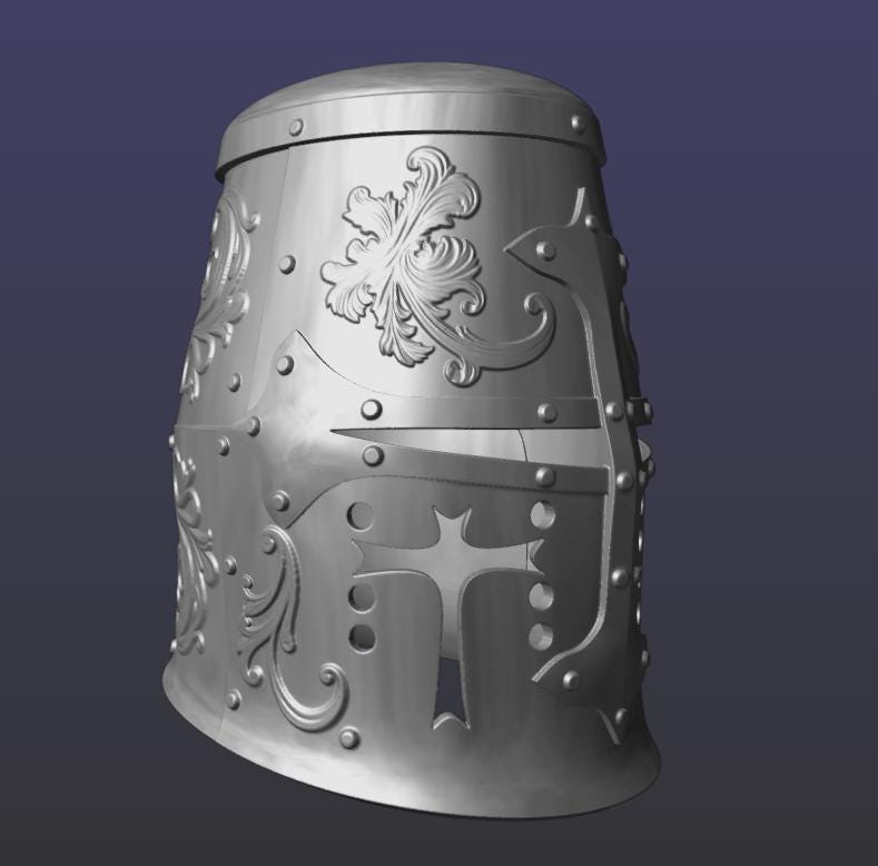 Medieval Knights Helmet. Stylized Great Helm. STL File for 3D Printing ...