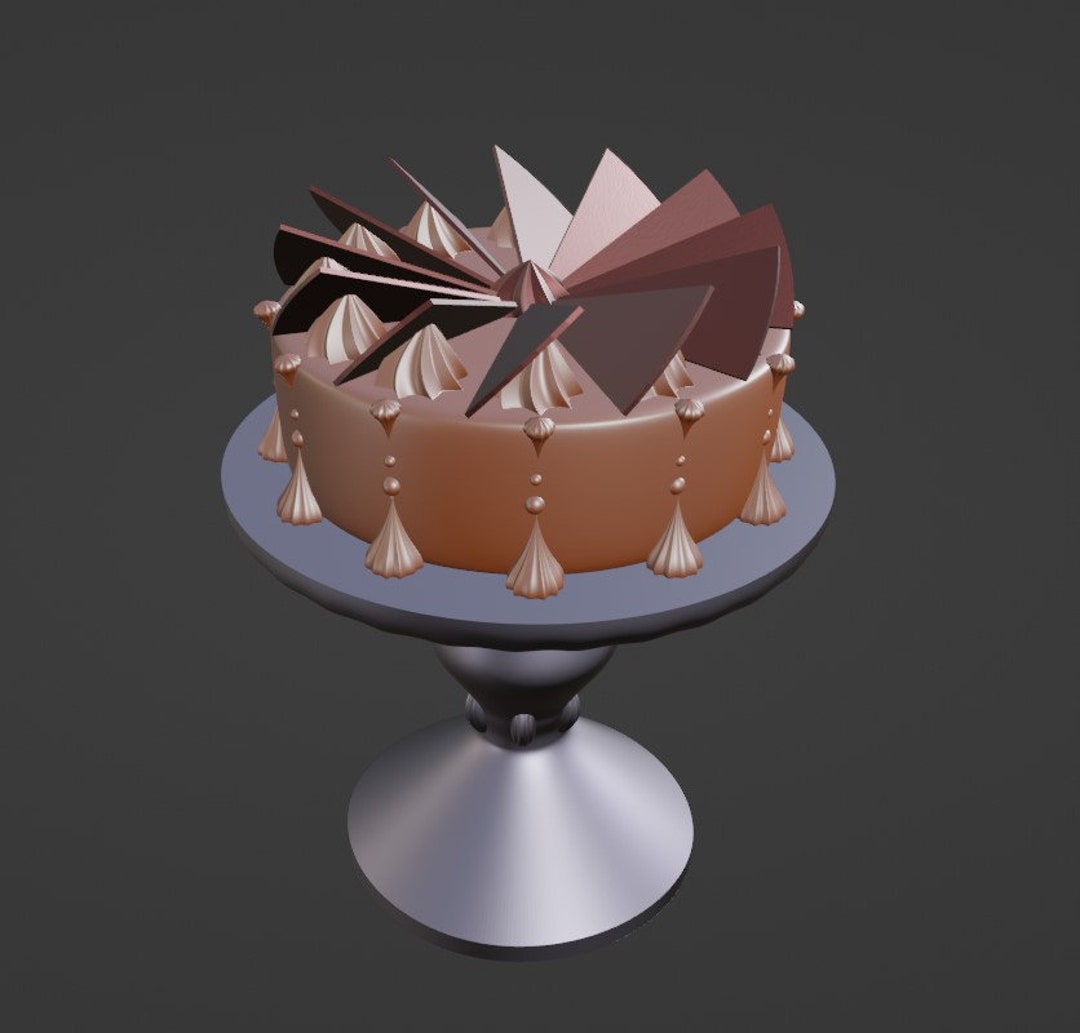 Dollhouse Scale Miniature Chocolate Gateau Cake STL Files for 3D ...