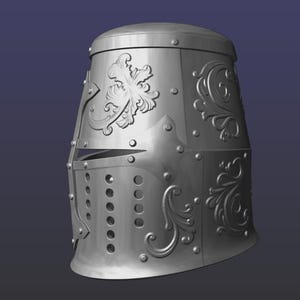 Medieval Knights Helmet. Stylized Great Helm. STL File for 3D Printing ...