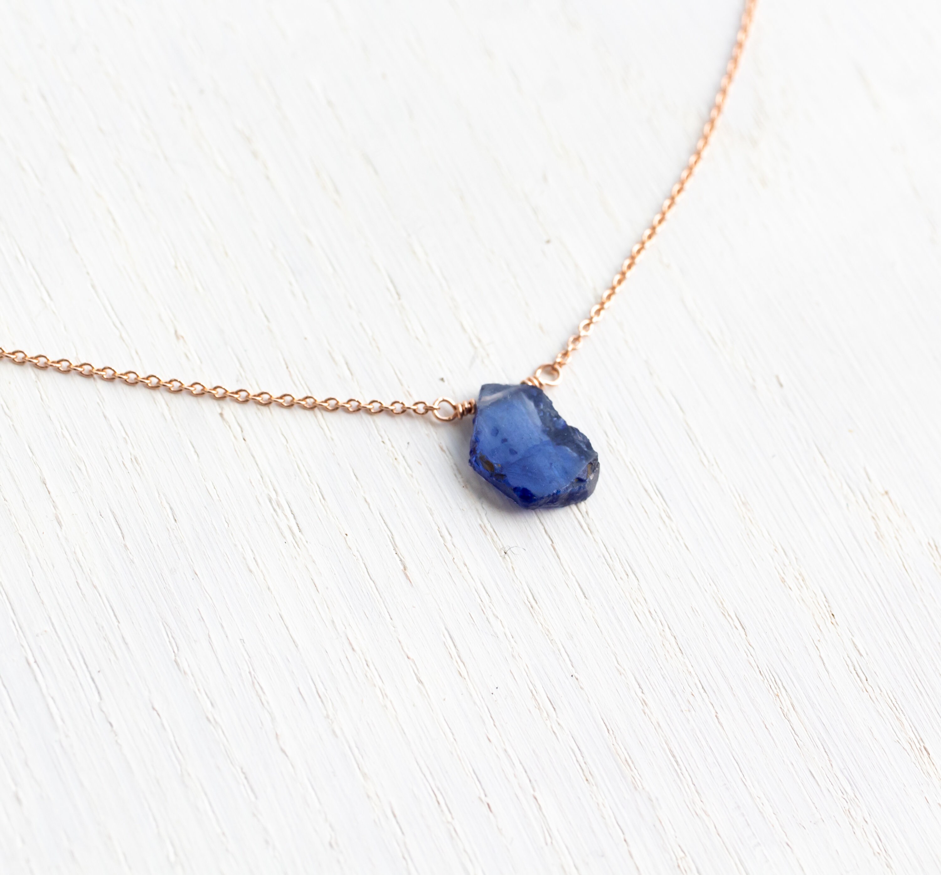 Raw Sapphire Necklace Silver Gold September Birthstone, Natural Blue ...