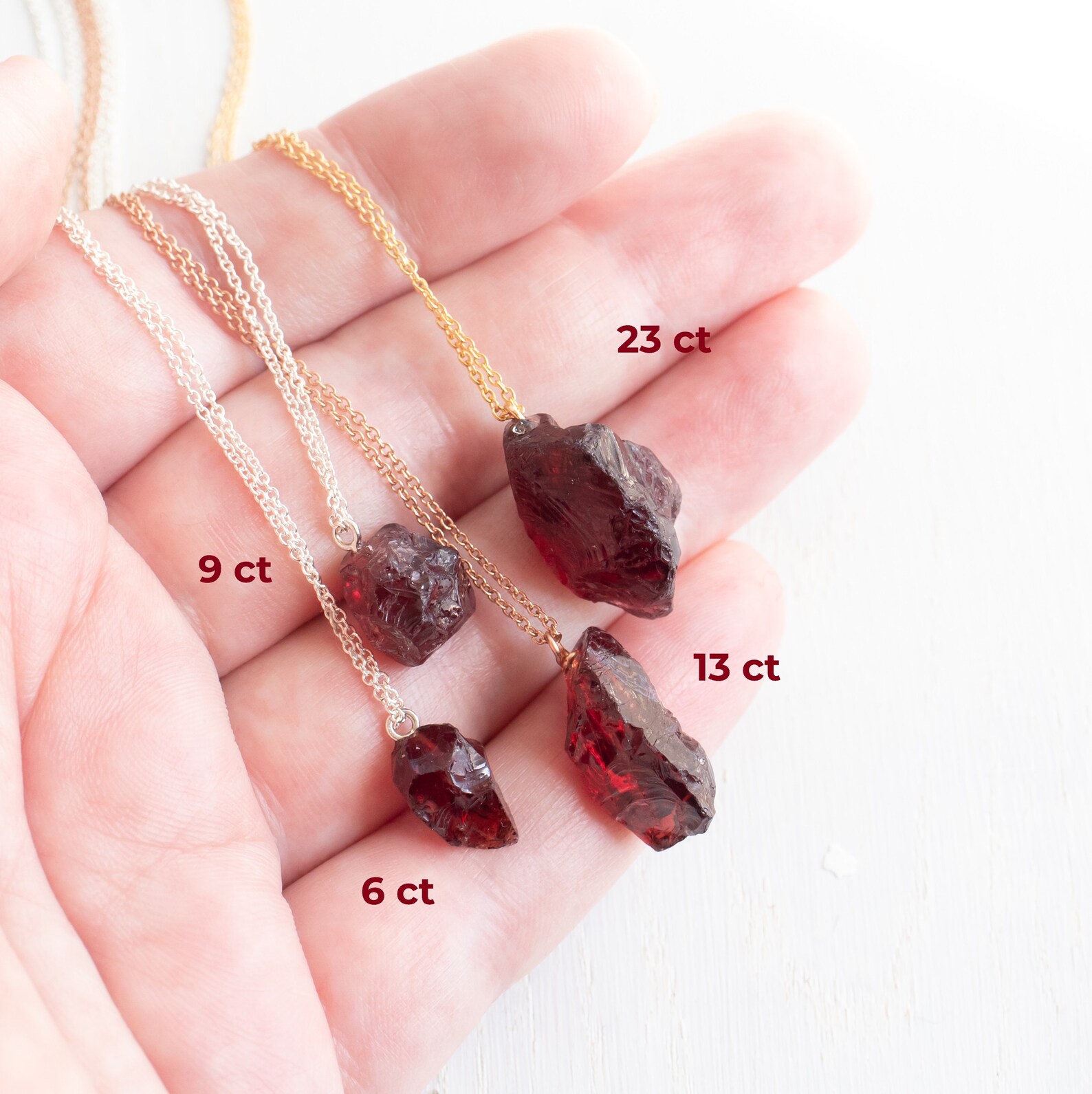 Raw Garnet Pendant Gold, Genuine Garnet Necklace Silver, Raw Garnet ...
