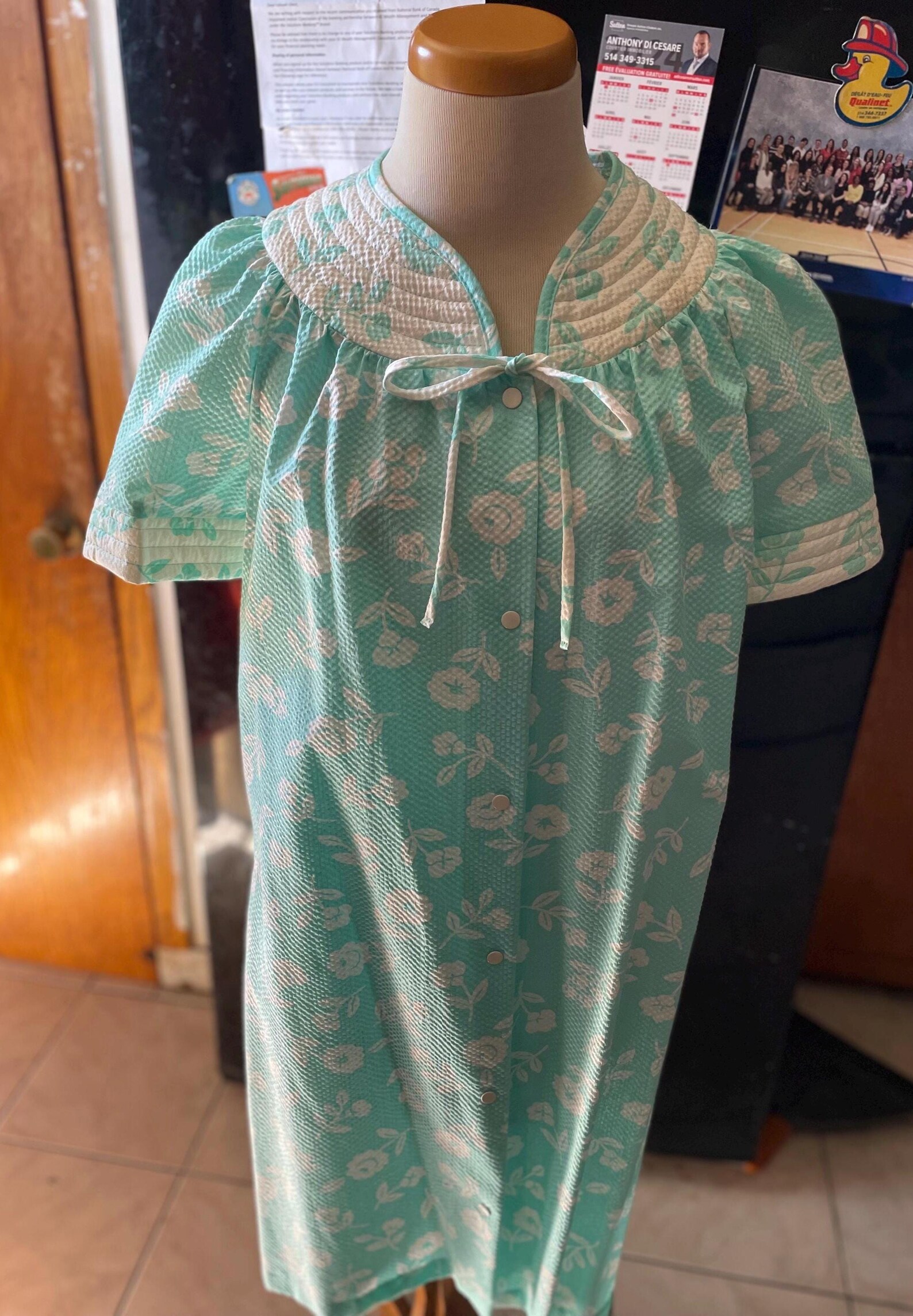1980's Vintage Housecoat, Robe, Nightwear, Turquoise, Size Small, by ...
