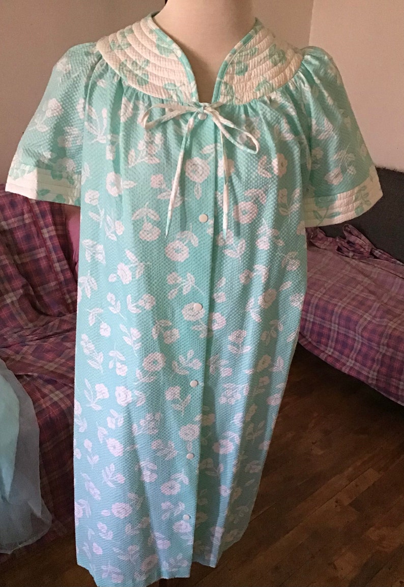1980's Vintage Housecoat, Robe, Nightwear, Turquoise, Size Small, by ...