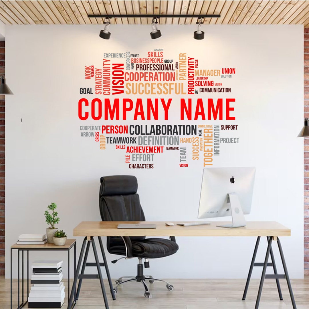 Personalized Office Decor Wall Decal Words Company Name Sticker ...