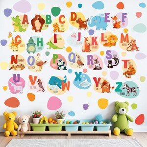 Animals Alphabet Wall Decals Letters Zoo Sticker Nursery Kids Decor ...