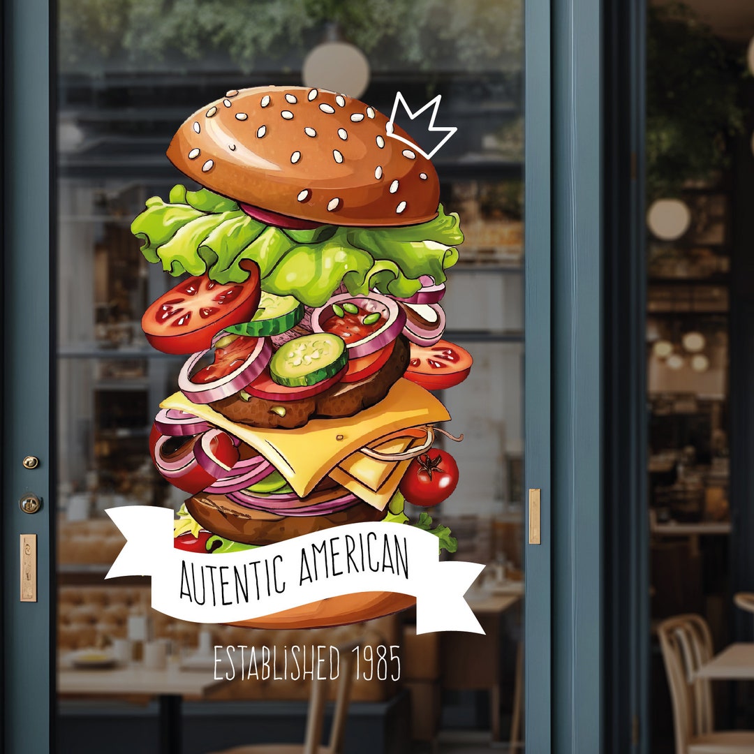 Burger Cafe Storefront Business Sign Wall Decal Custom Company ...