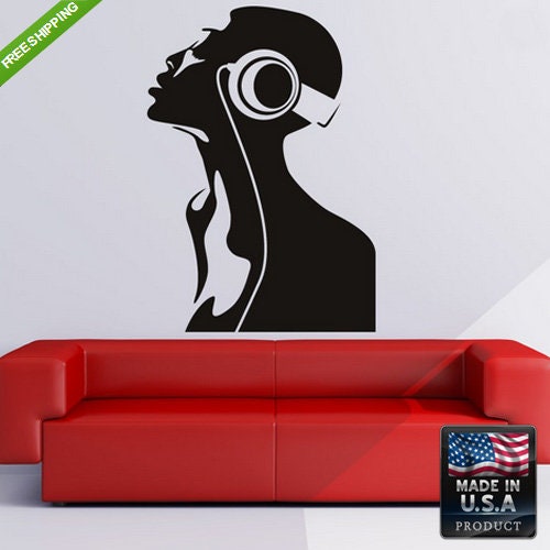 Headphones Wall Decal Music Vinyl Decal Sticker Murals - Etsy