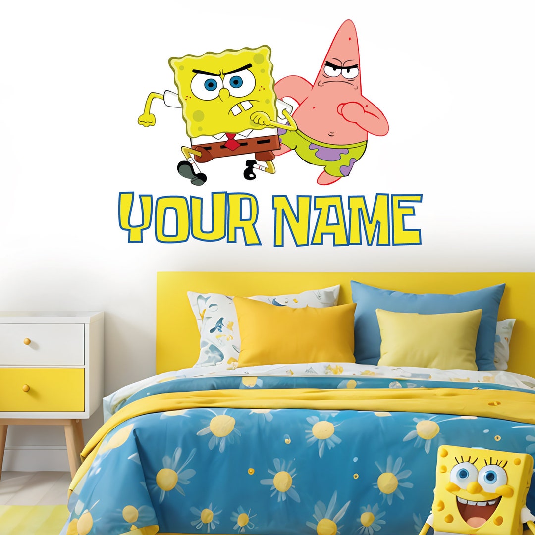 Personalized Sponge Bob Wall Decal Custom Name Squarepants Sticker ...