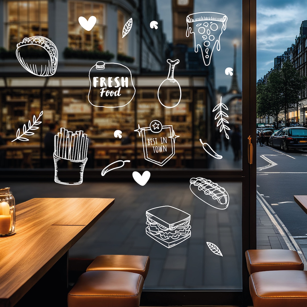 Burger Cafe Storefront Decal Custom Window Sticker El279 - Etsy