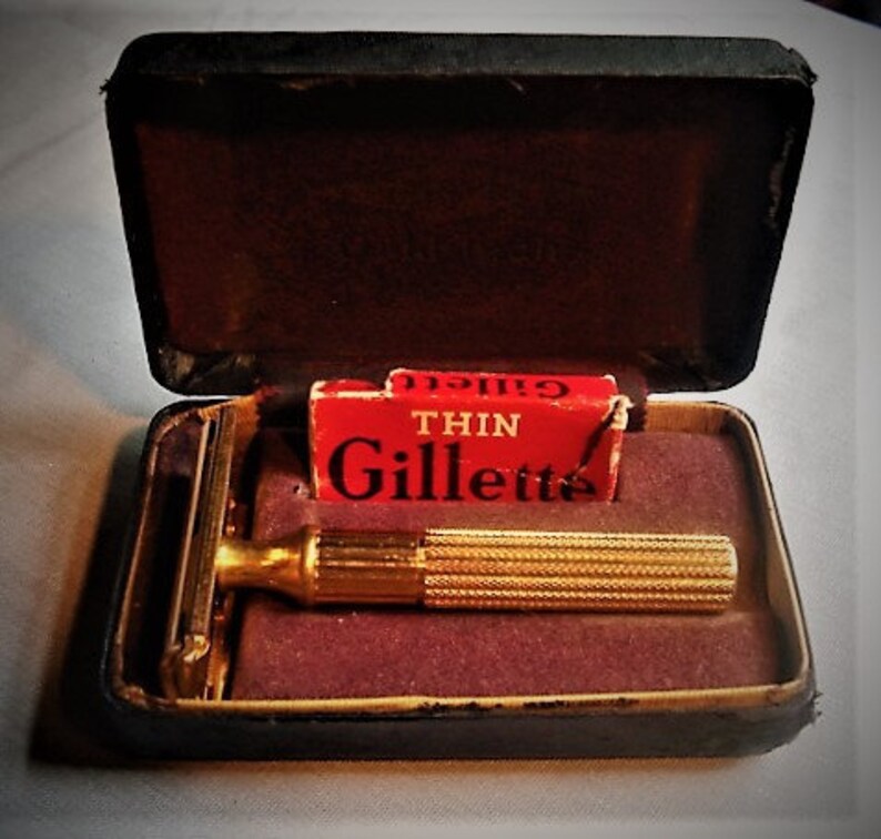 Vintage 1940s. Gillette Gold Tone Double Edge Safety Razor/ | Etsy