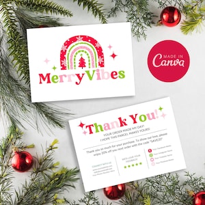 Retro Bright Christmas Thank You Card Editable in Canva - Modern Boho ...