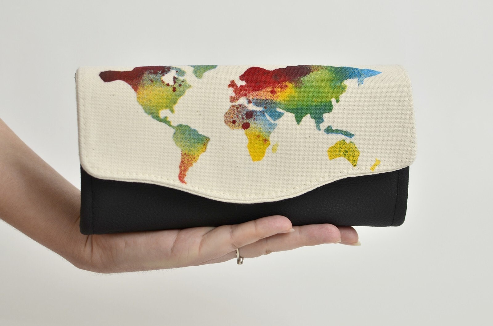 Rainbow World Map Wallet, Colorful Women's Wallet, One of a Kind Wallet ...
