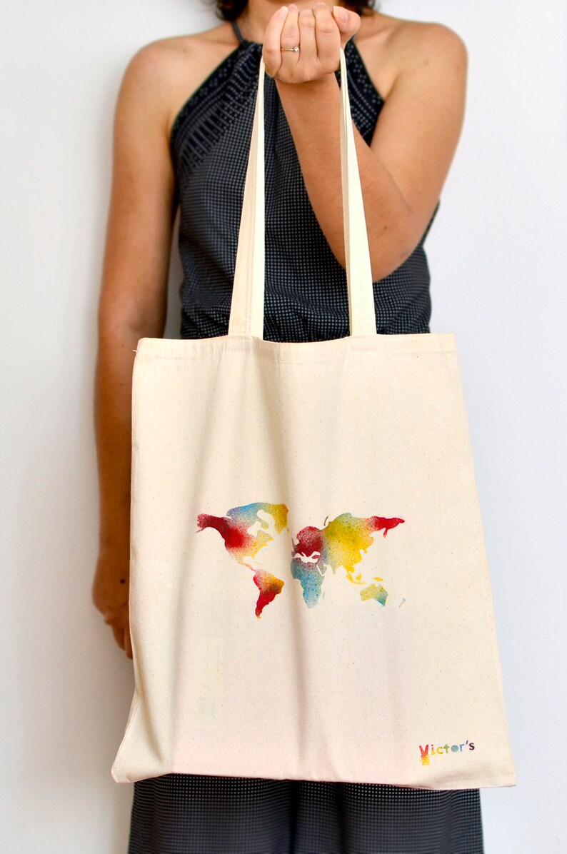World Map Market Tote Bag Eco-friendly Shopping Bag World Map Reusable ...