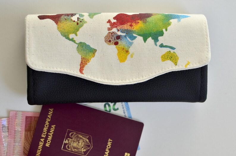 Rainbow World Map Wallet, Colorful Women's Wallet, One of a Kind Wallet ...