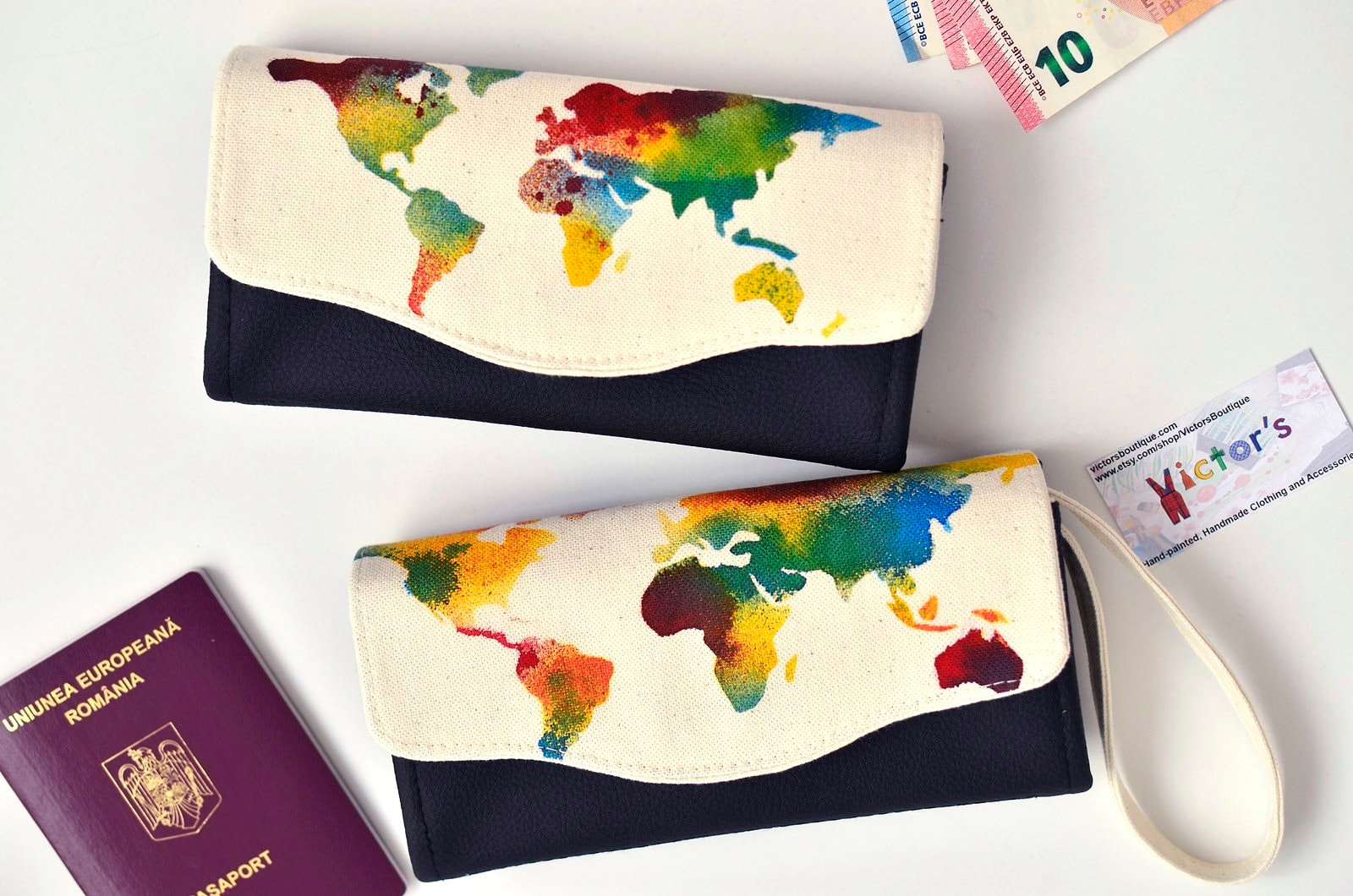 Rainbow World Map Wallet, Colorful Women's Wallet, One of a Kind Wallet ...