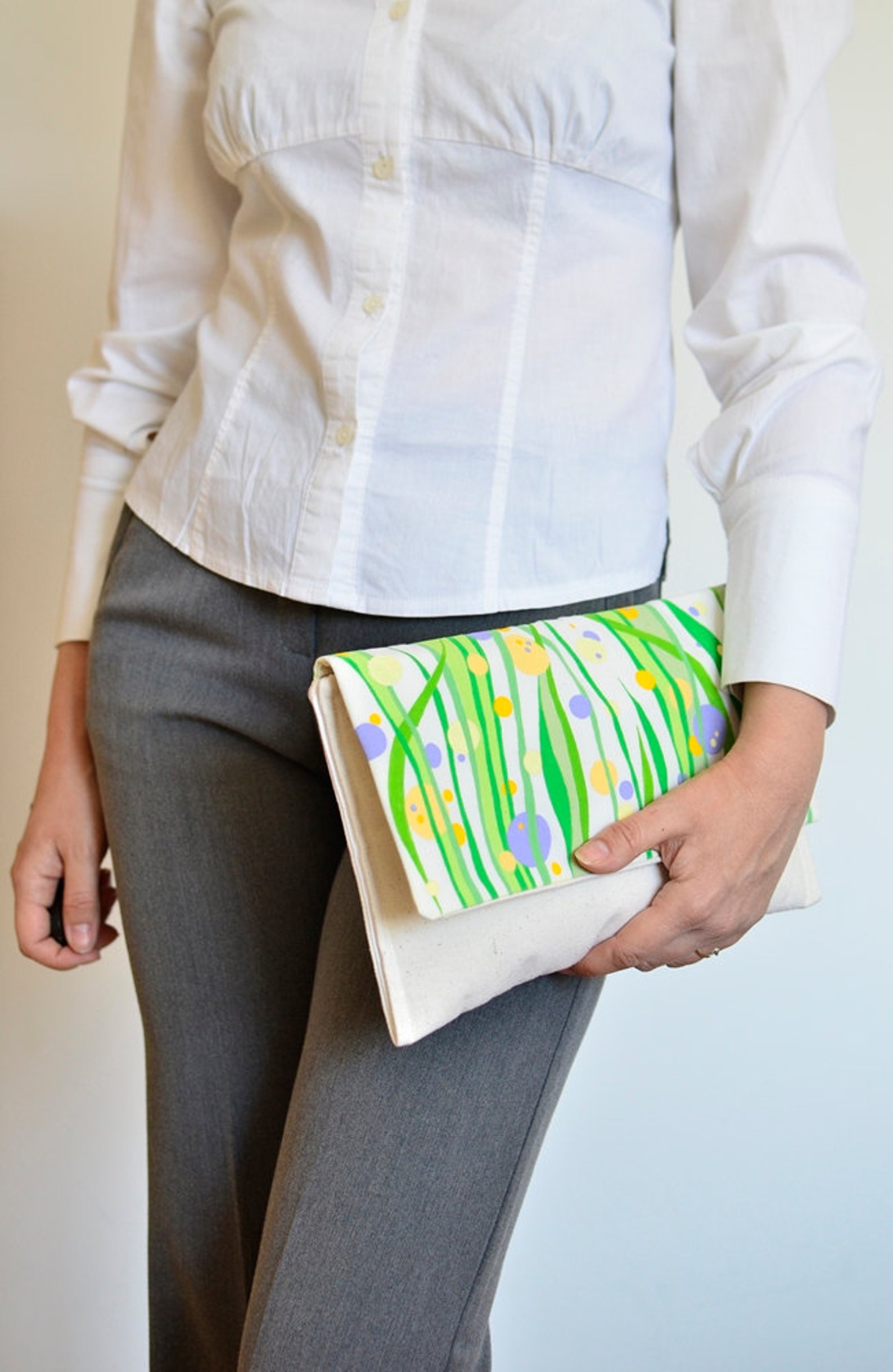 Hand Painted Purse, Handmade Clutch, Ivory Gift Bag, Spring Purse ...