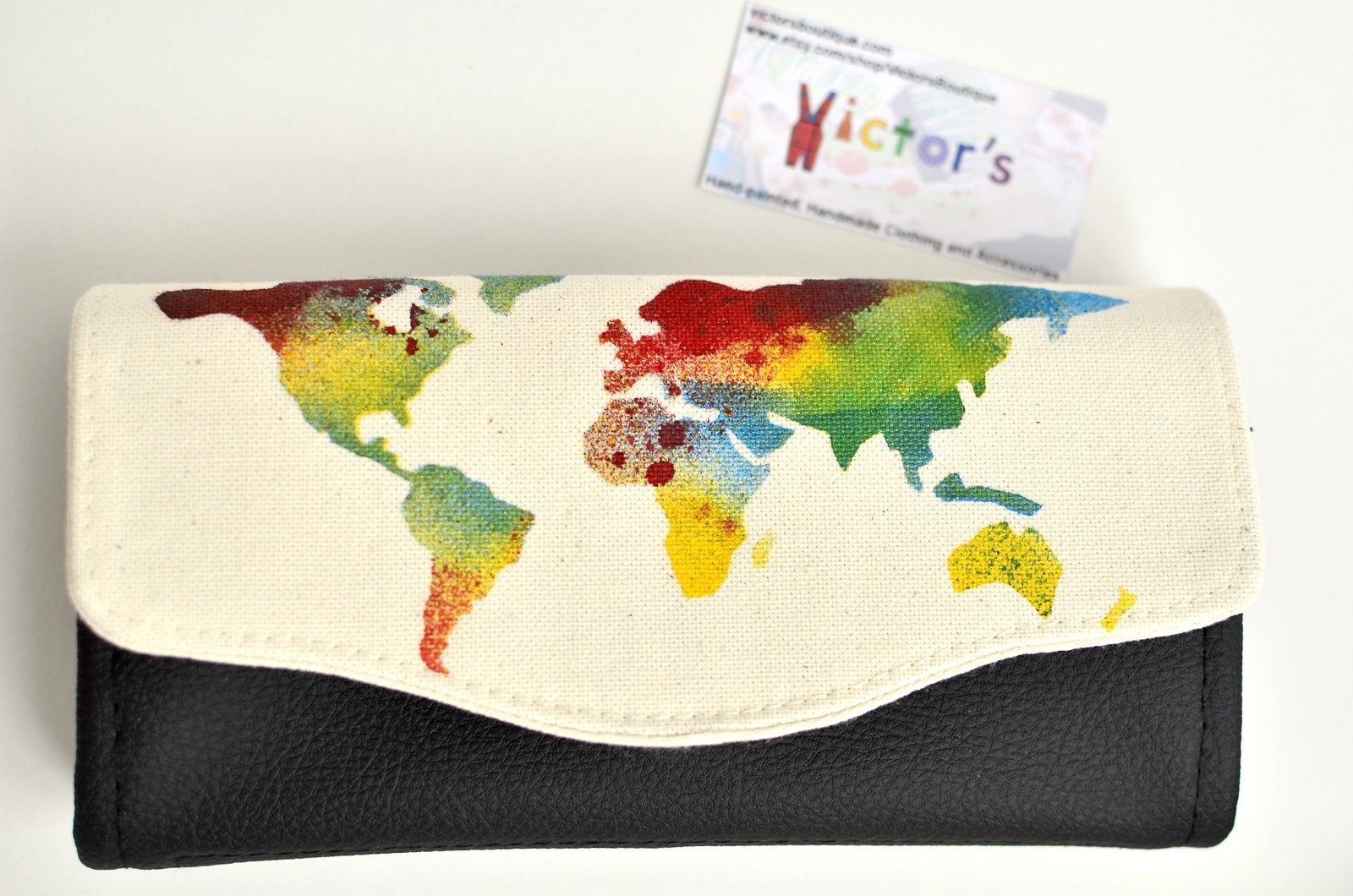 Rainbow World Map Wallet, Colorful Women's Wallet, One of a Kind Wallet ...