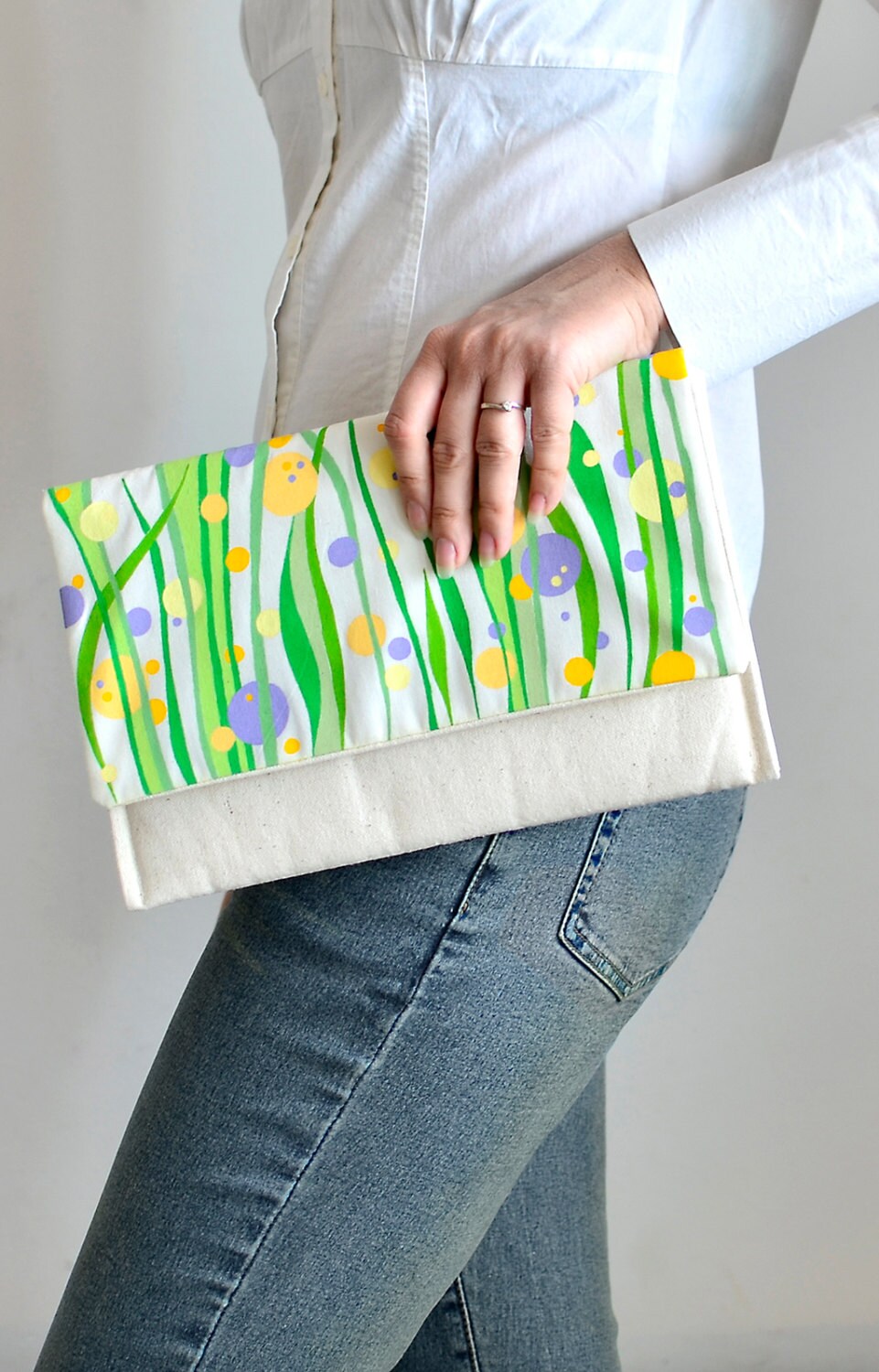 Hand Painted Purse, Handmade Clutch, Ivory Gift Bag, Spring Purse ...