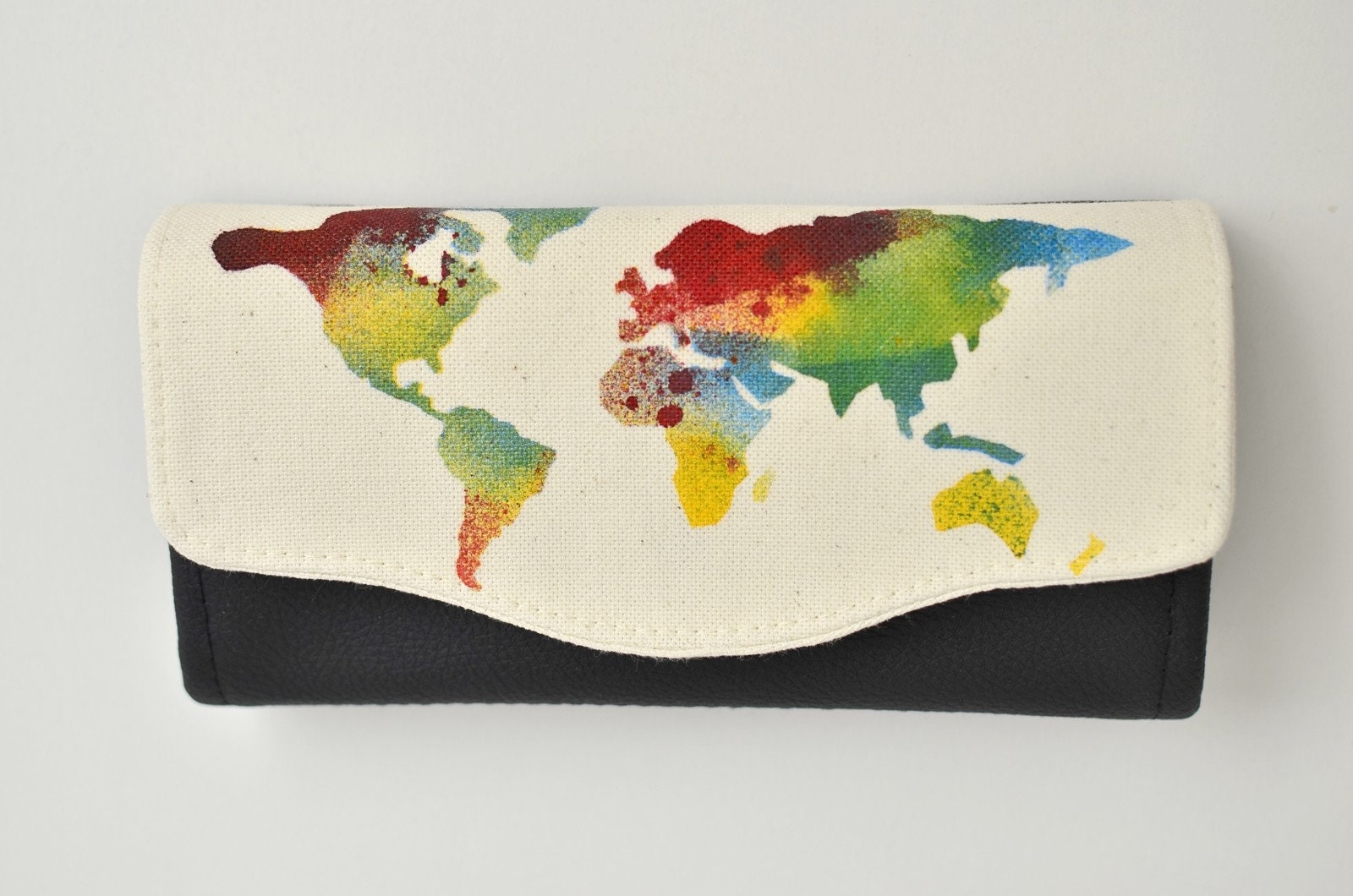 Rainbow World Map Wallet, Colorful Women's Wallet, One of a Kind Wallet ...