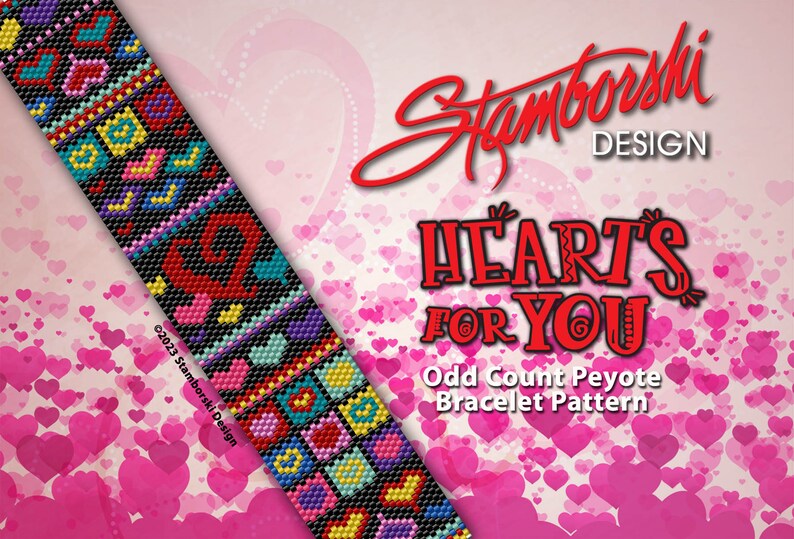 Peyote Heart Bracelet Pattern – Colorful Valentine Design (PDF Pattern ...