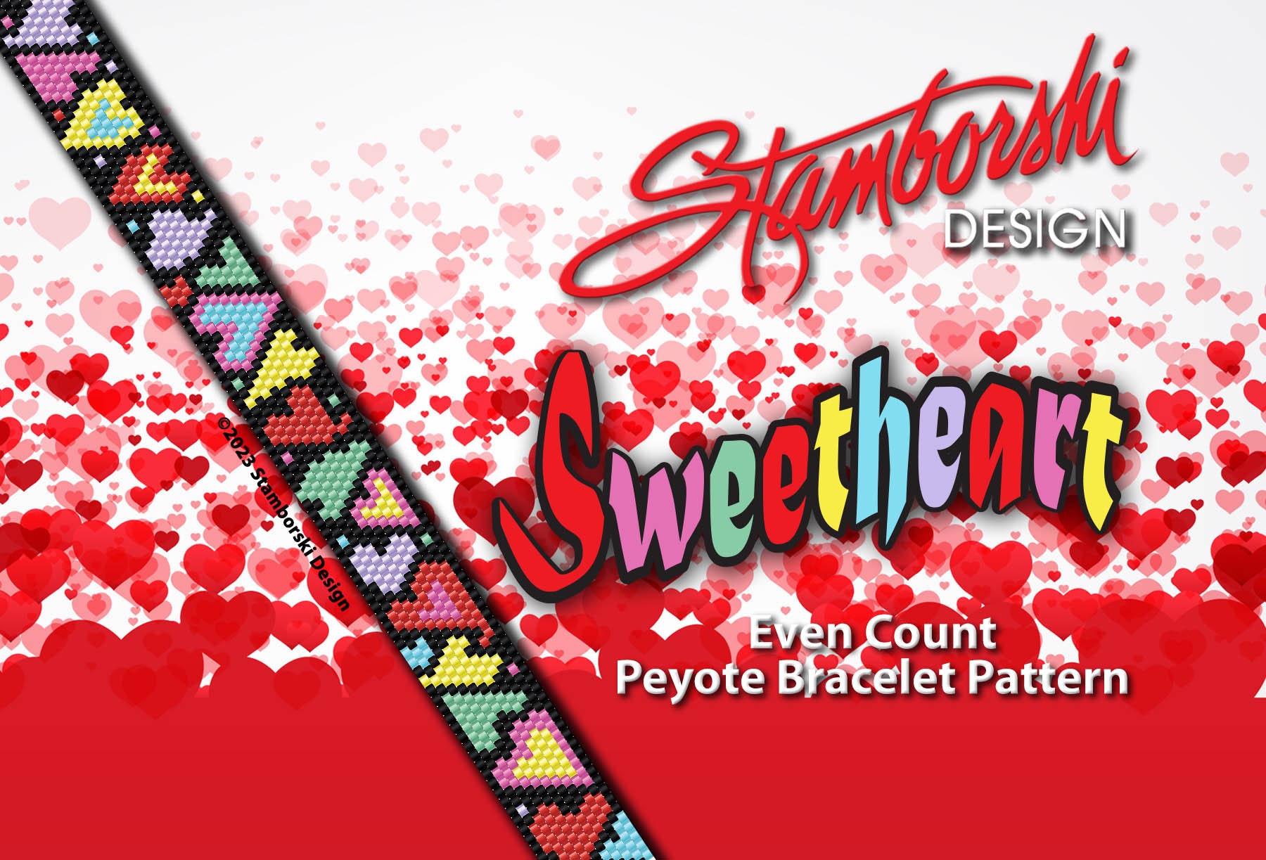 Heart Bracelet Peyote Pattern – Valentine's Day Sweetheart (PDF) - Etsy