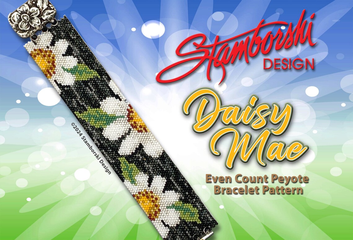 Daisy Mae - Peyote Bracelet Pattern – Even Count Beaded Bracelet (PDF ...