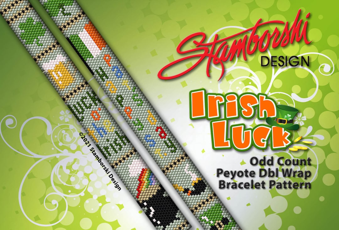 Irish Luck - Double Wrap, Odd Count Peyote Bracelet, PDF Pattern, St ...