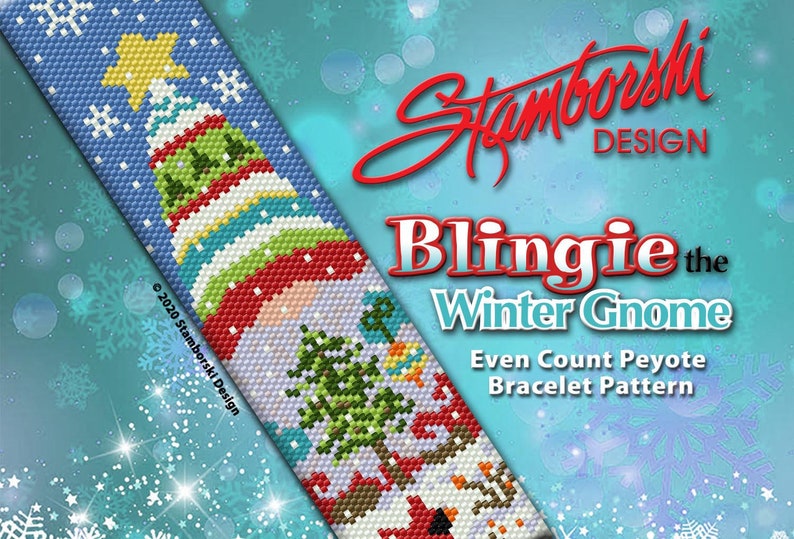Blingie! - Even Count Peyote Bracelet, PDF Pattern, Winter Theme, Gnome ...