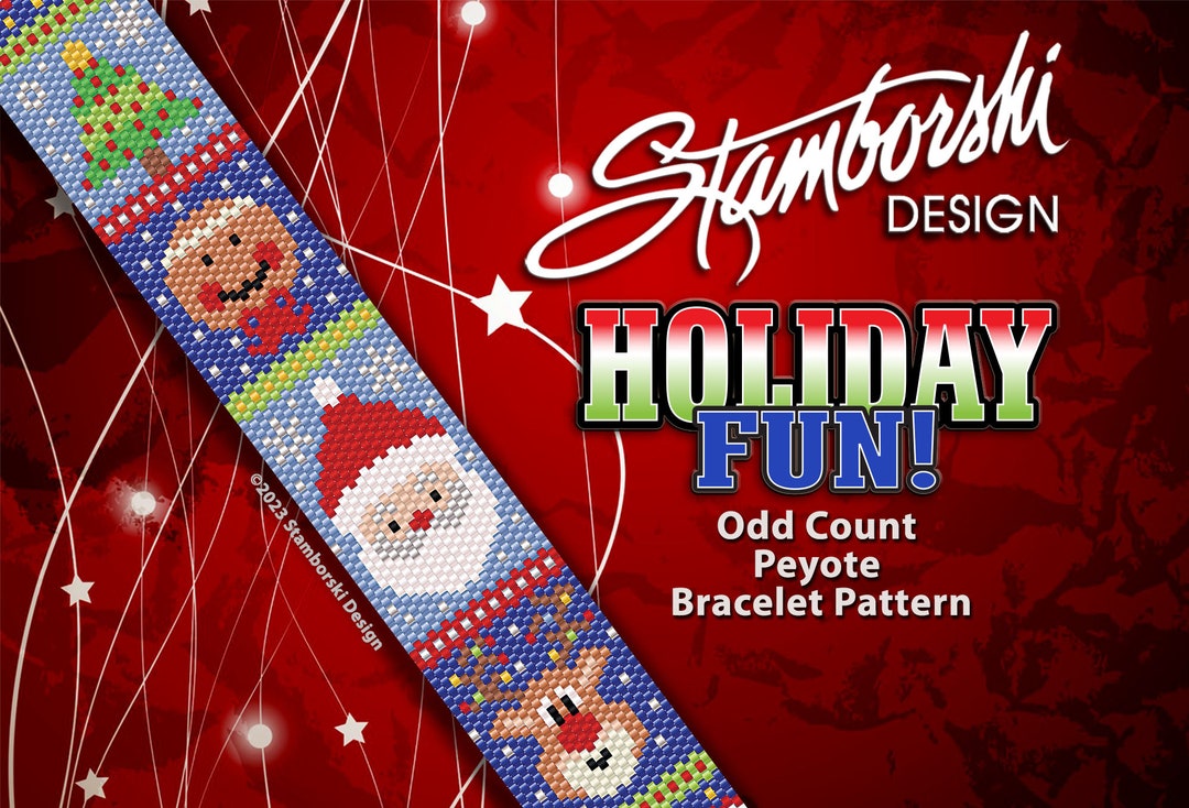 Holiday Fun - Bracelet PDF Pattern - Peyote PDF Pattern, Christmas PDF ...