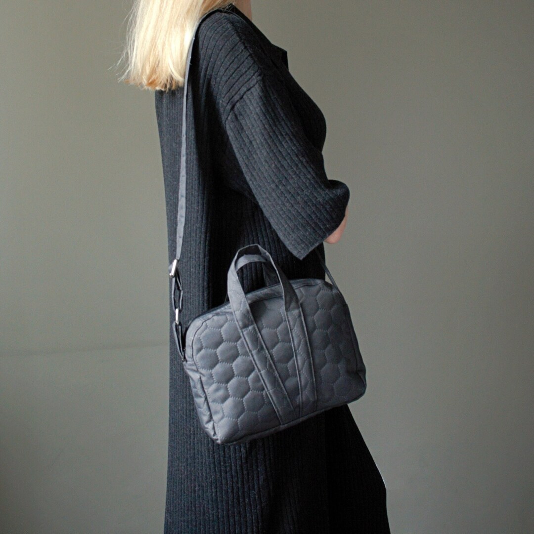 Gray Mini Shoulder Bag With Handles Handmade Dark Gray Handbag - Etsy