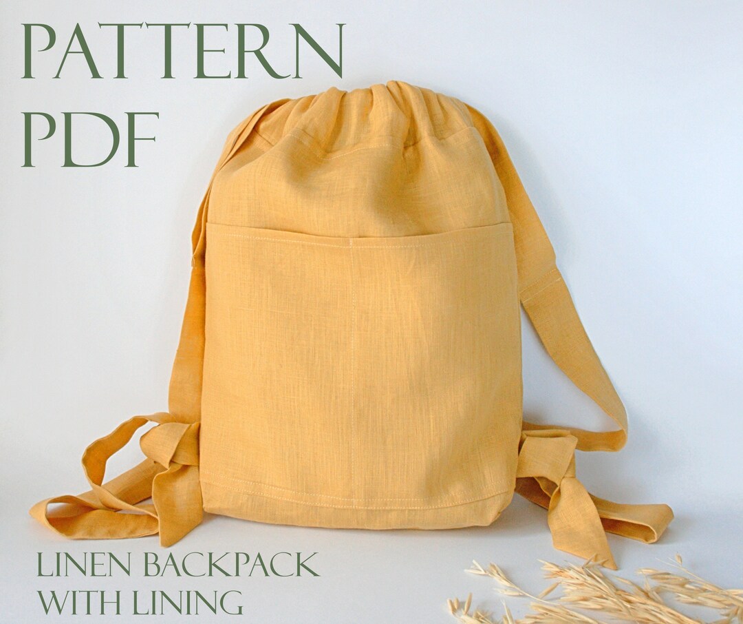 Pdf Yellow Linen Drawstring Small Backpack With Lining Cm Pdf - Etsy