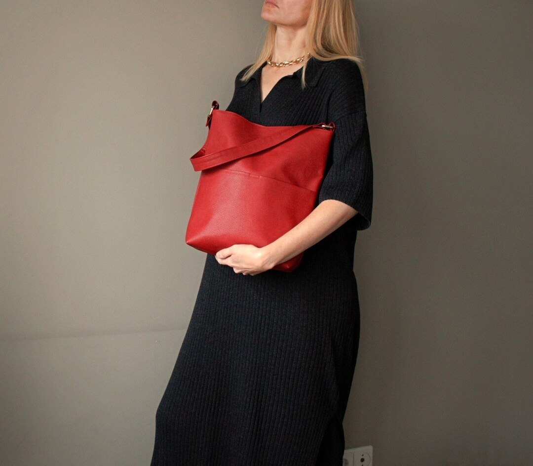 Hobo Bag Red Brick Color Handmade Red Shoulder Bag Faux Leather Minimalist Red Handbag - Etsy