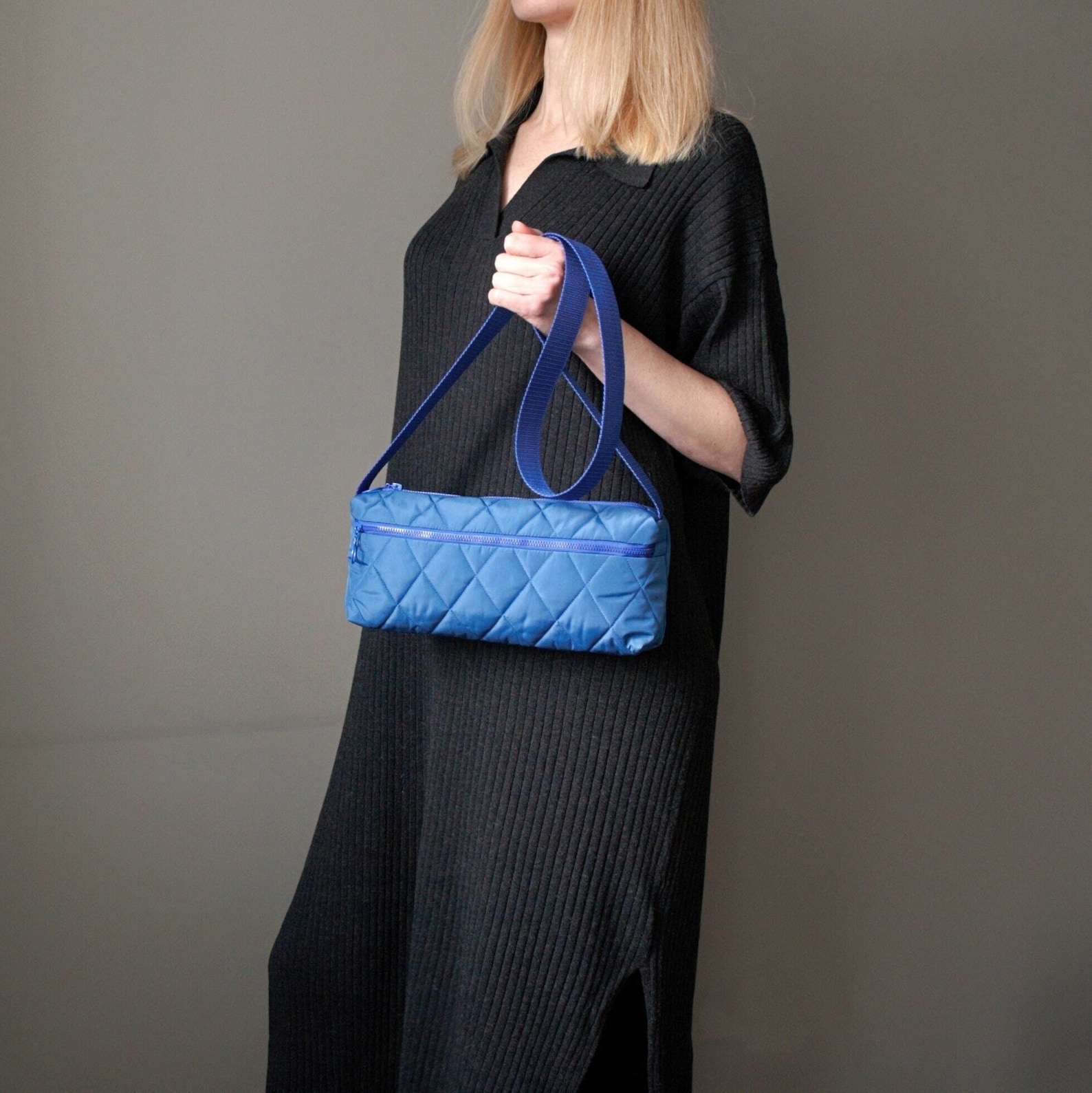 Blue Crossbody Bag Quilted Rectangular Cross Bag Small Shoulder Bag ...