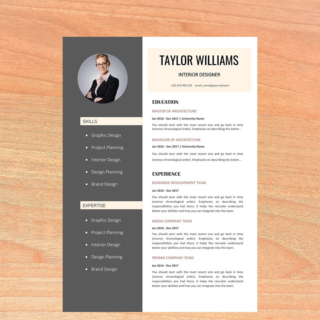 Resume Template, Cv Template, Professional Resume, Modern Resume ...