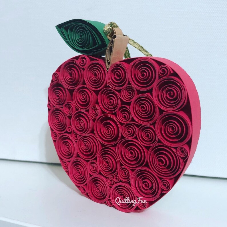 Paper Quilled Apple Ornament, Apple Decoration, Teacher Gift, Teacher ...
