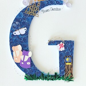 Themed Quilled Monogram Paper Craft, (8x10) Personalized Nursery Decor ...