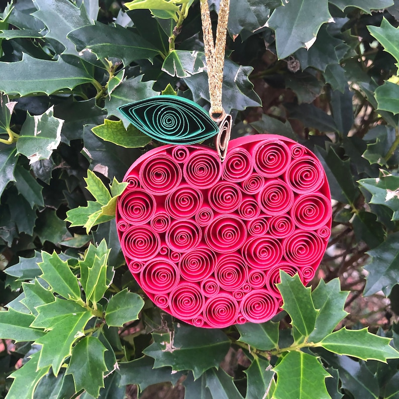 Paper Quilled Apple Ornament, Apple Decoration, Teacher Gift, Teacher ...