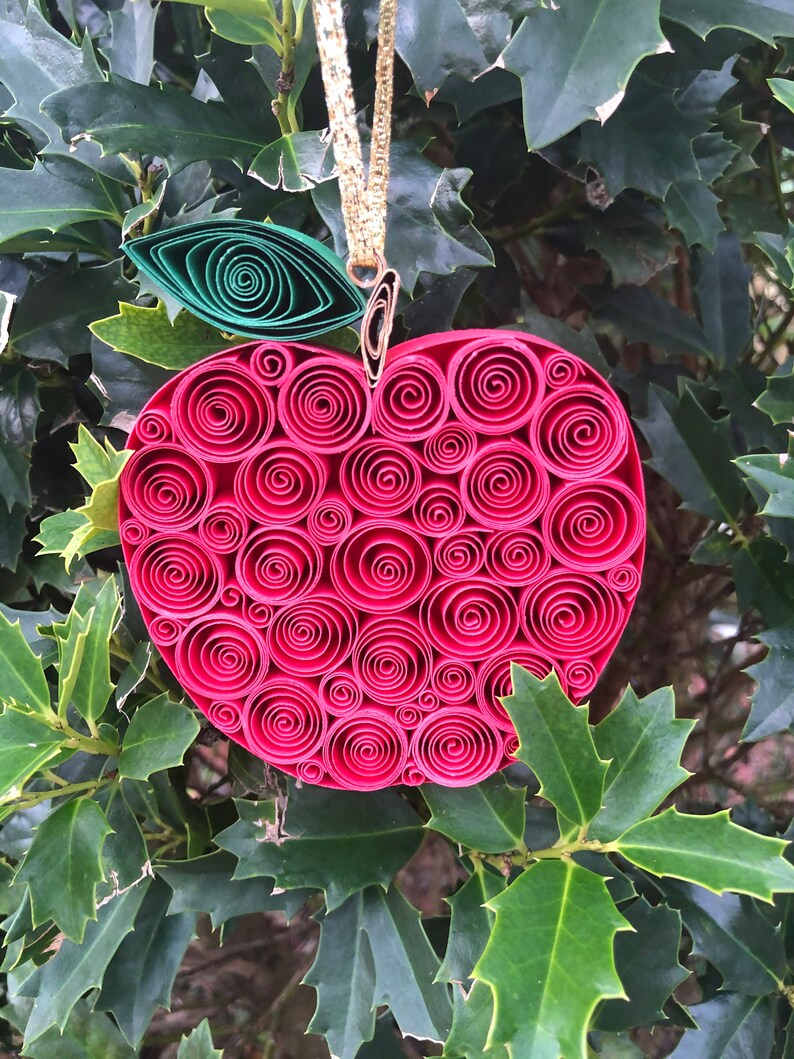 Paper Quilled Apple Ornament, Apple Decoration, Teacher Gift, Teacher ...