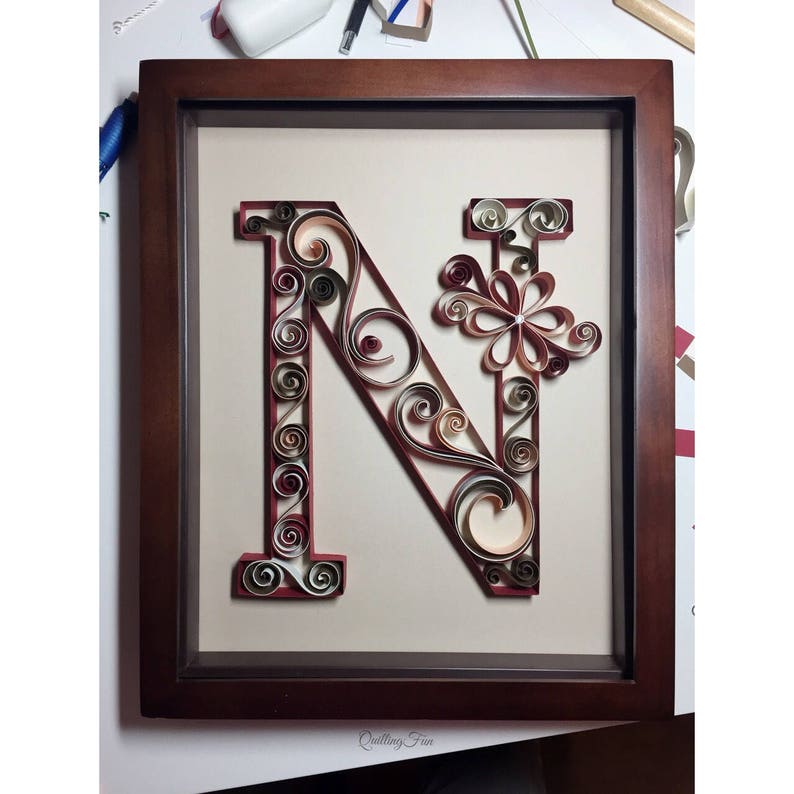 Custom Quilled Initial Art: Personalized Nursery Decor (8x10) - Etsy