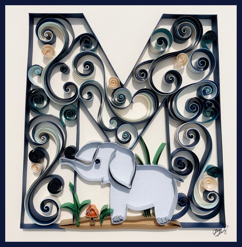 Themed Quilled Paper Art 12x12 Initial or Monogram | Etsy