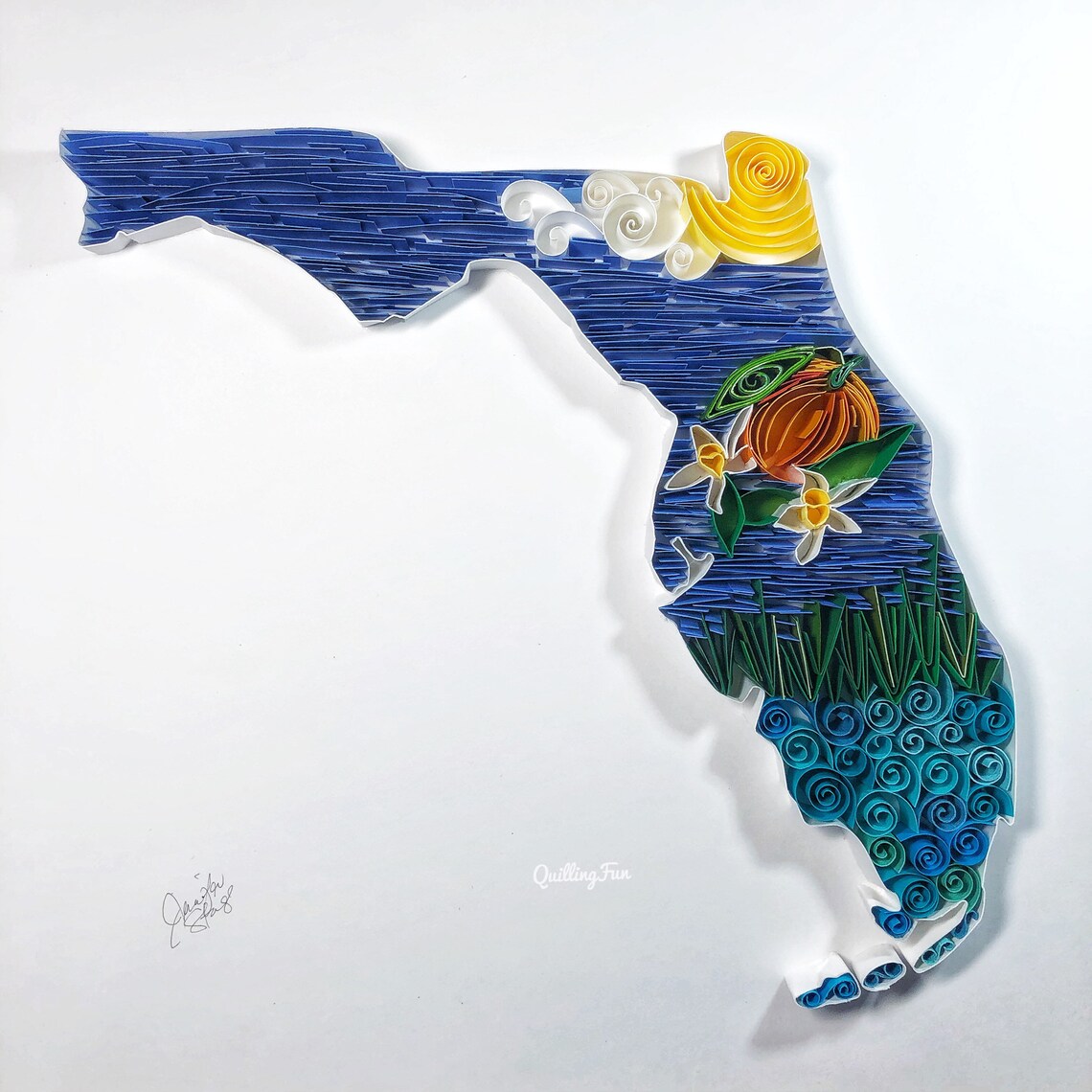 State Art Quilled Paper State Art 12x12 Home State Decor | Etsy