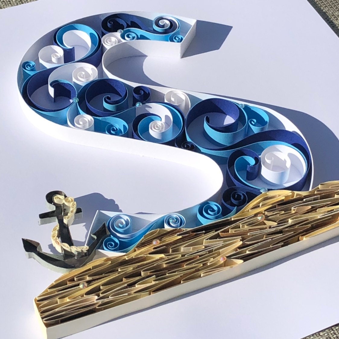 Quilled Paper Monogram 12x12 Initial or Customized Quilled | Etsy