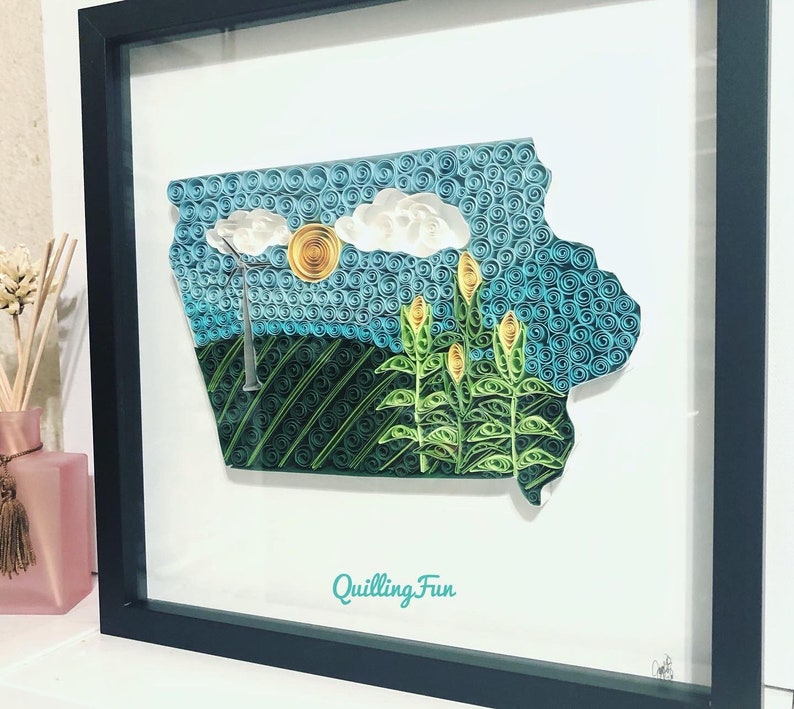 State Art Quilled Paper State Art 12x12 Home State Decor - Etsy